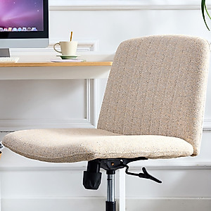 HomVent Swivel Chair Furry Fabric Office Chair with Thick Padded Seat L Shape Desk Chair for Bedroom,Study Room,Living Room