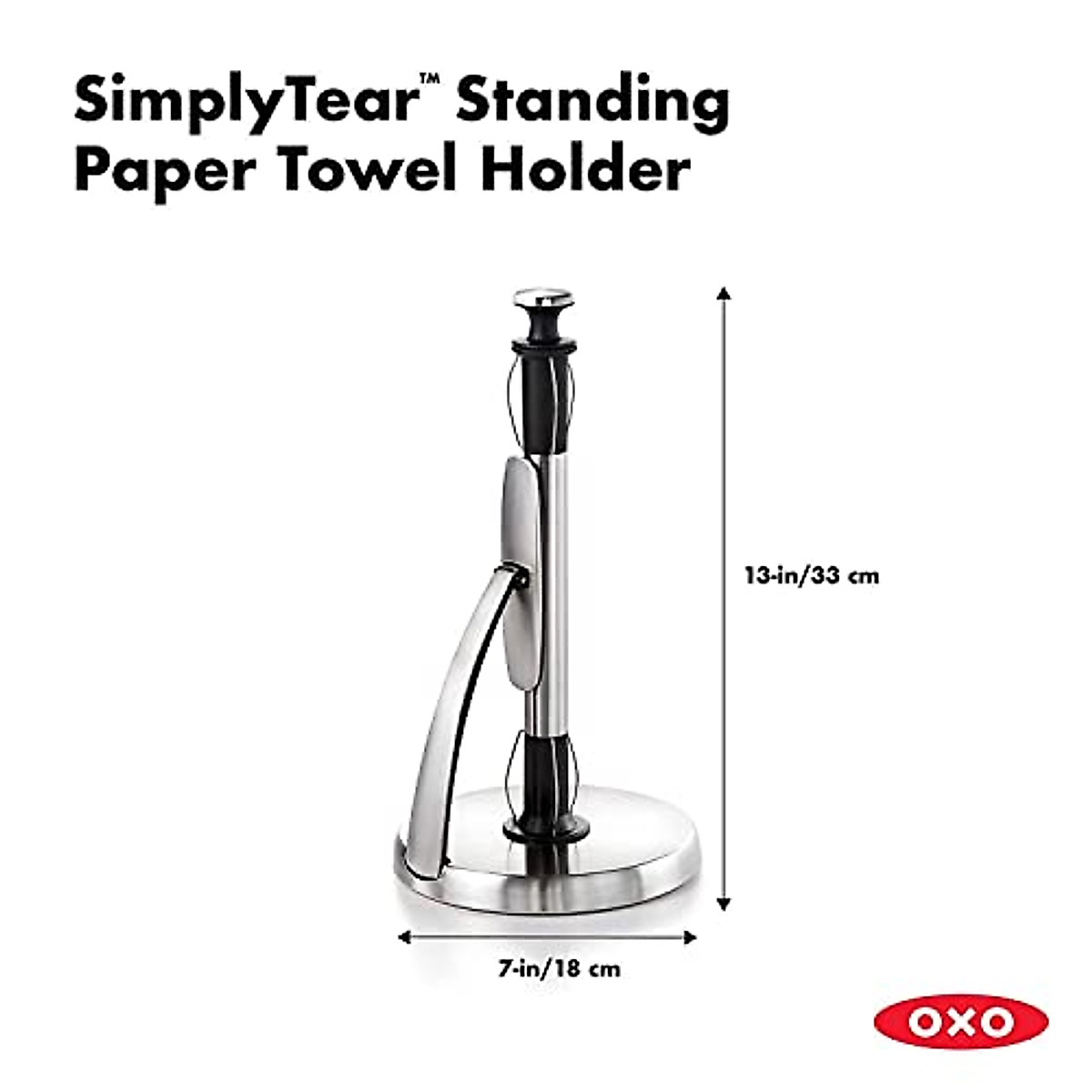 OXO Good Grips SimplyTear Standing Paper Towel Holder, Brushed Stainless Steel (2 Pack)
