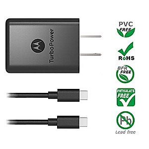 Motorola TurboPower 27 PD Charger w/ 3.3ft (1m) USB-C to C cable for Moto Z/Z2/Z3/Z4/X4/G7/G7 Play/G7 Plus/G7 Power/G6/G6 Plus[Not for G6 Play]- Power Delivery (Retail Box)
