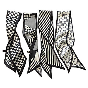 QTMY 4 Pack Purse Scarf for Bags Silk Head Scarf for Hair Handbag Women Scarfs Band Hair Neck Scarves Fashion Gifts,10