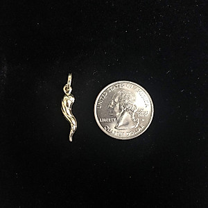 Ioka - 14K Yellow Gold Twisted Cornicello Italian Horn Charm Small Size Good Luck Pendant For Necklace or Chain