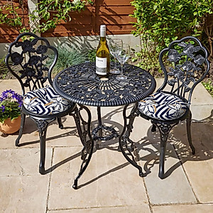 LVTXIII Outdoor All Weather Bistro Seat Cushions, Comfortable Fluffy Tufted Patio Chair Cushions Round 15"x15"x4" Set of 2 for Home Garden Furniture, Clemens Cabana Navy