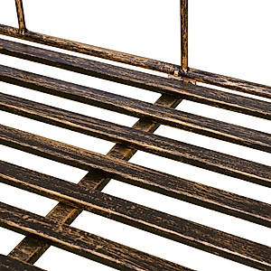 HLC Antique Bronze Metal Garden Bench Chair 2 Seater for Garden, Yard, Patio, Porch and Sunroom