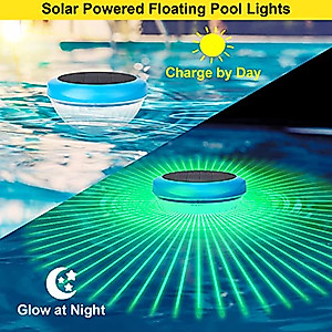 Floating Pool Lights, Solar Pool Lights with RGB Color Changing Waterproof Pool Lights That Float for Swimming Pool at Night LED Pool Lights for Outdoor Pool Pond Hot tub Fountain Garden (2 Pcs)
