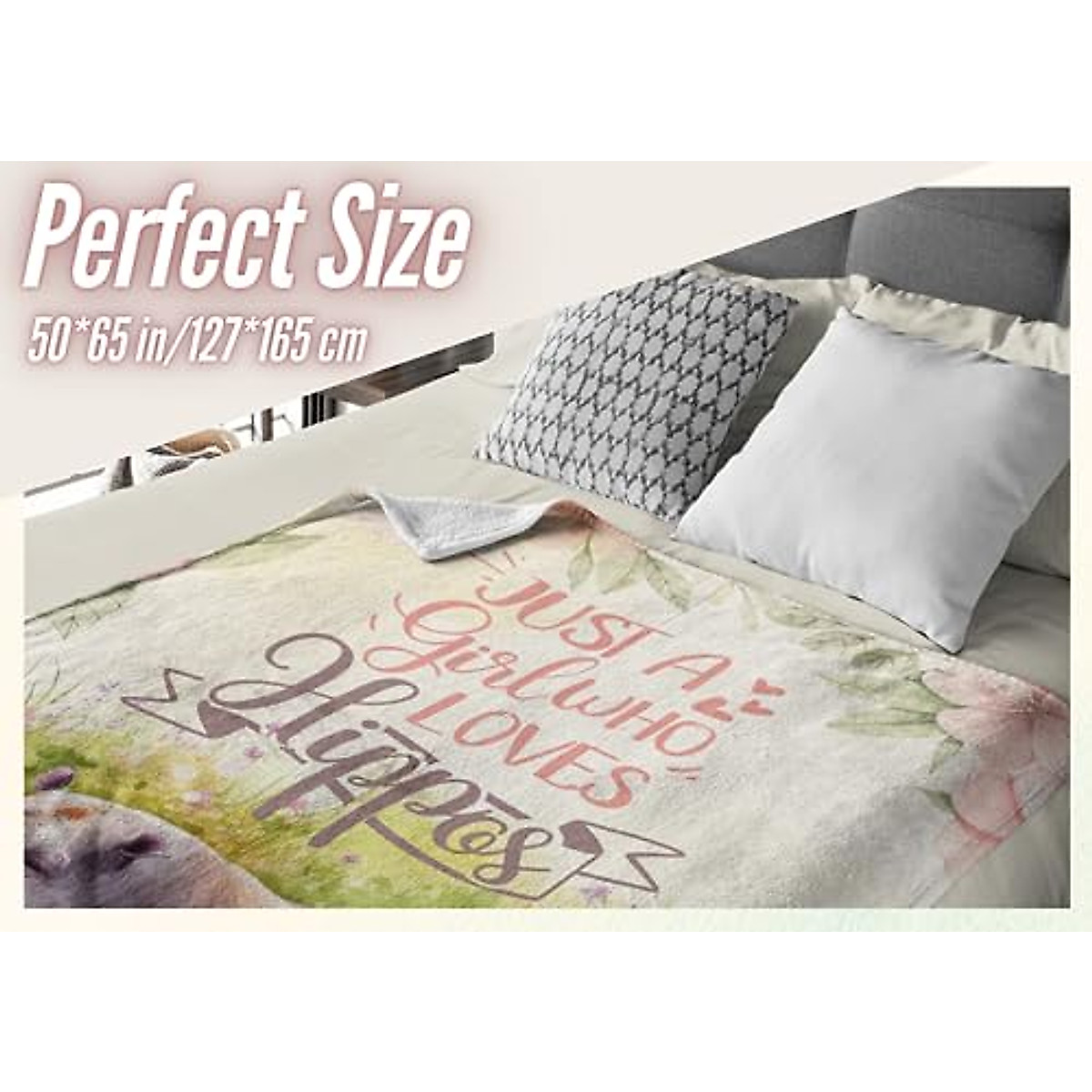 InnoBeta Hippopotamus Gifts Blanket for Girl, Hippo Lover Ask Flannel Throw Blanket for Girl, Funny Kid Daughter Unique Birthday for Her- Just A Girl Who Loves Hippos