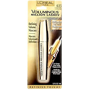L’Oreal Paris Makeup Voluminous Million Lashes Mascara, Volumizing, Defining, Smudge-Proof, Clump-Free Lengthening, Collagen Infused Eye Makeup, Amplifying Mascara Brush, Blackest Black, O.3 Fl Oz