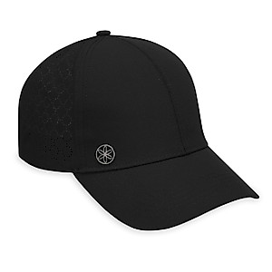 Gaiam Women's Baseball Cap - Classic Womens Ball Cap with Breathable Sol Design to Keep Cool in Summer, Cute Baseball Caps for Women with Ponytail Holder & Premade Bill for Built-In SPF, Black