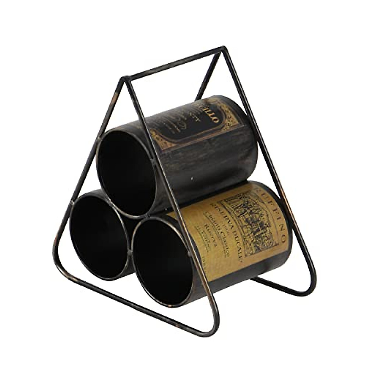 Deco 79 Metal Pyramid Wine Rack, 11" x 6" x 10", Black