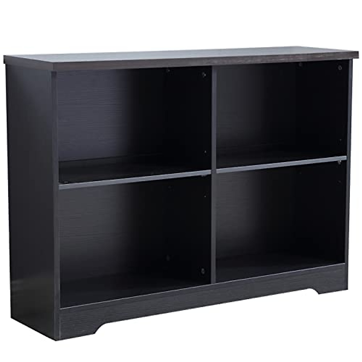 Royal Woods RUIENHOME Industrial Storage Cube Wood Bookcase, 2 Tier 4 Open Shelf Cabinet, Multipurpose Bookshelf, Display Cabinet for Office, Hallway, Playroom, 39.37x 11.69x 28.74 inch, Black
