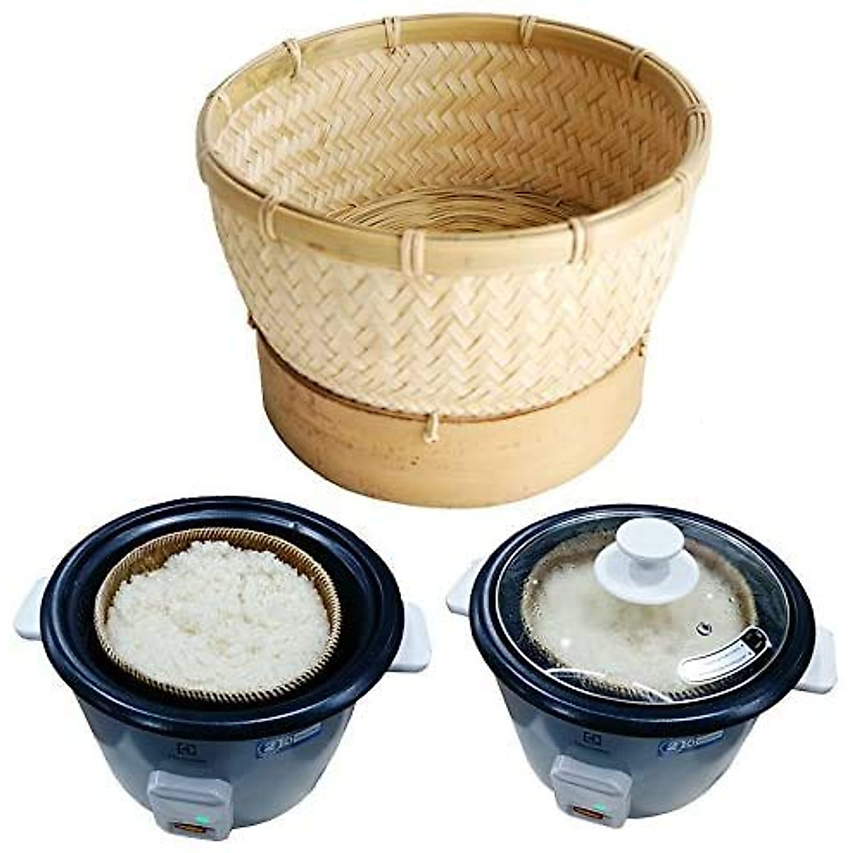 Exotic Art Dine Inner Sticky Rice Steamer Cooking Bamboo Basket for Insert in Rice Cooker (Basket Diameter 7").