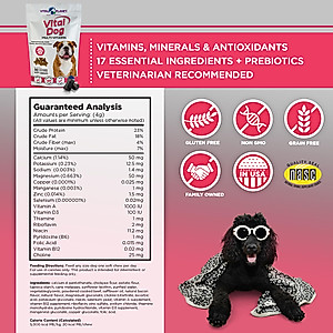 Vital Planet - Vital Dog Multivitamin for Everyday Health with Vitamins, Minerals and Antioxidants - 30 Bacon Flavored Soft Chews