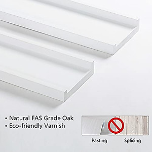 TRWISWDC Floating Shelf White Oak Wood Wall Shelves 12 Inch (Upgrade Width 6"), Display Picture Ledge Shelf for Bedroom Living Room Bathroom Office Kitchen Wall Storage Shelves