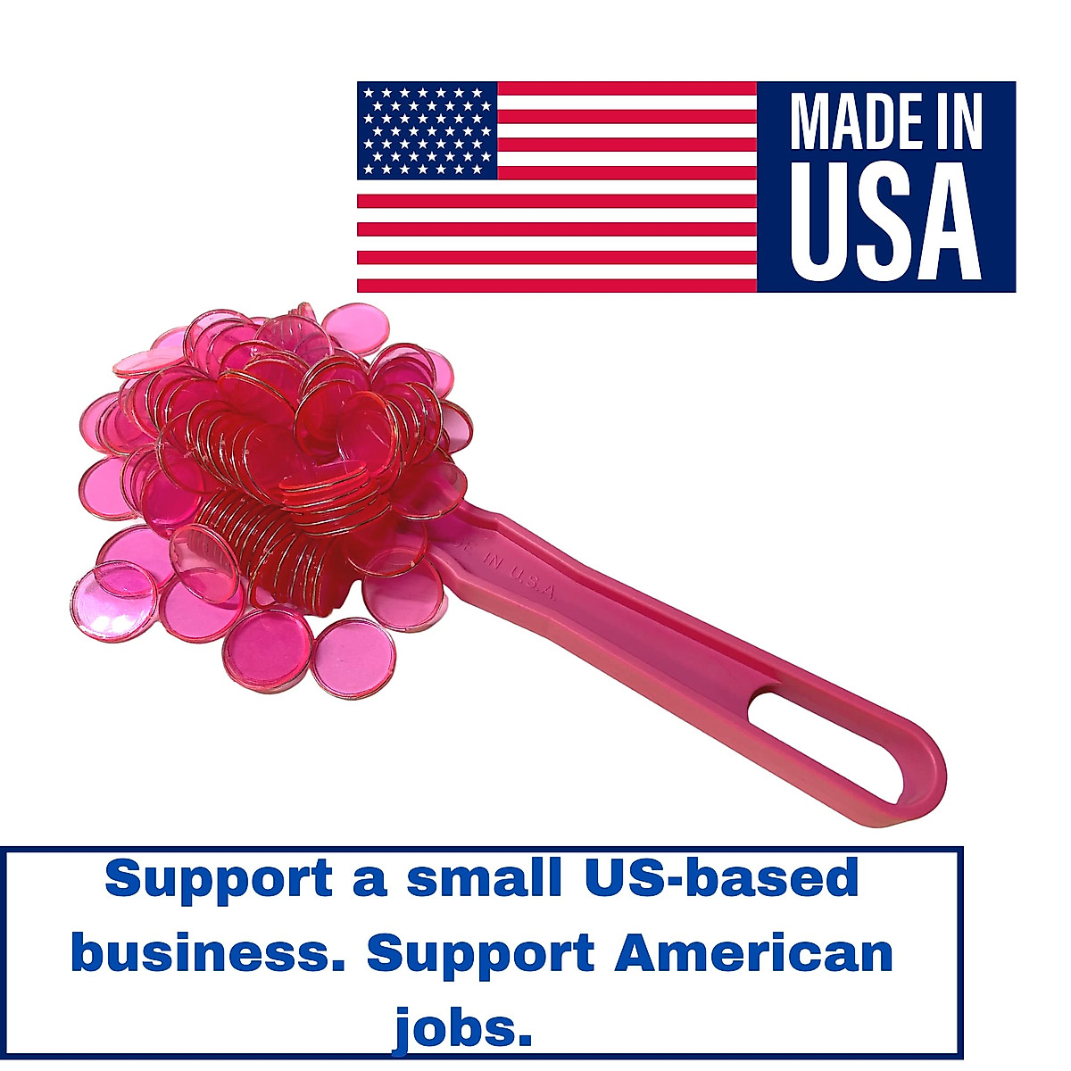 MR CHIPS Made in USA Magnetic Wand with 100 Bingo Plus Extra Pink