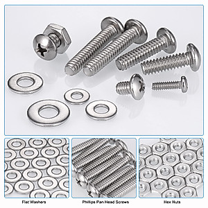 900PCS Nuts and Bolts Assortment Kit for Home Projects - Stainless Steel Machine Screw Assortment Kit SAE Assorted Screw Set Phillips Pan Head Screws Washers Nuts with Case (#4-40#6-32#8-32#10-24)
