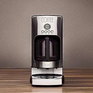 Rae Dunn Programmable Drip Coffee Maker, Coffee Pot for Kitchen, Electric Coffee Machine for Brewing Coffee, Black