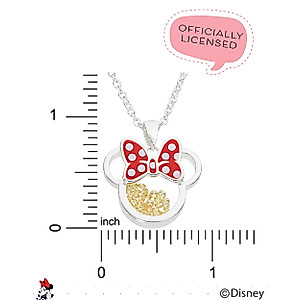 Disney Birthstone Women and Jewelry Minnie Mouse November Amber Citrine Cubic Zirconia Shaker Pendant Necklace, Silver Plated, 18+2" Extender