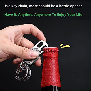 1Pc Multifunctional Heavy Duty Car Keychain Organizer, Key Holder with 2 Key Rings, Bottle Opener for Men and Women,Sliver-Grey color