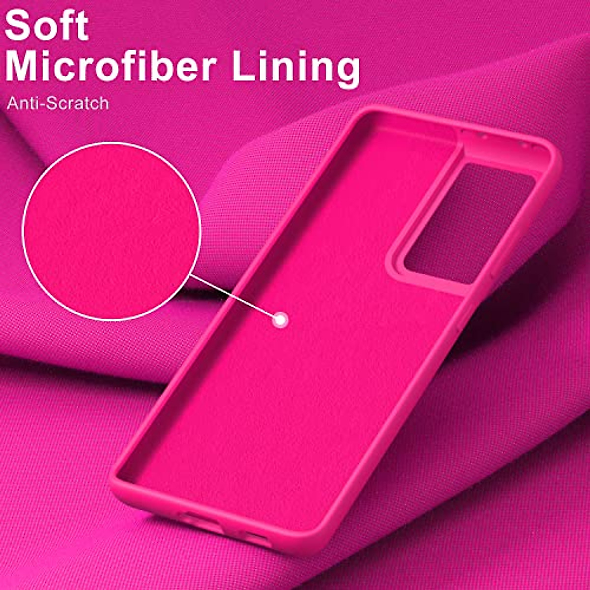 DEENAKIN for Samsung Galaxy S21 Ultra Case Silicone,Silky Smooth Flexible Gel Rubber Bumper Cover with Soft Microfiber Lining Slim Fit Protective Phone Case for Samsung Galaxy S21 Ultra Hot Pink