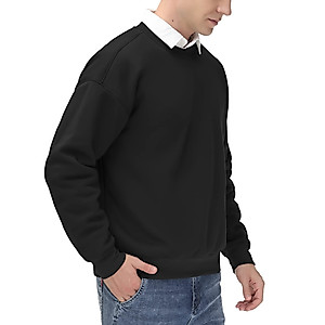 THE GYM PEOPLE Men's Fleece Crewneck Sweatshirt Thick Loose fit Soft Basic Pullover Sweatshirt(Black, XX-Large)
