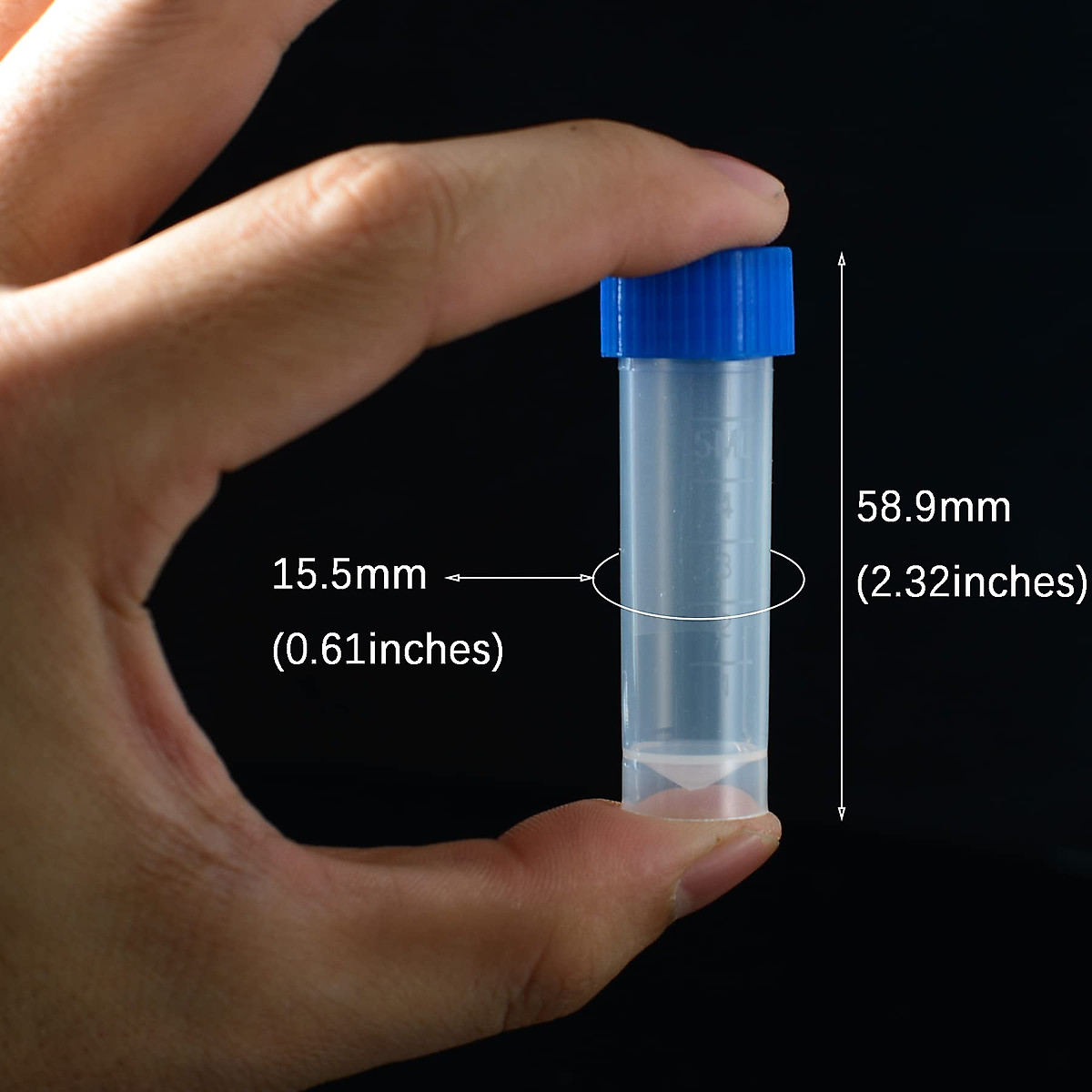 Eowpower 36Pcs 5ml Blue Cryo Tubes, Plastic Graduated Small Vials with Screw Caps Sample Tubes, with Silica Gel Gasket, DNAse/RNAse Free