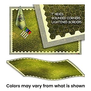IT'S A SKIN DND Battle Game Mat - 36x24 Inch Dungeons and Dragons Map for Roleplay Games, Warhammer, Grid Tabletop - Includes 4 Dry Erase Markers & Cleaning Cloth - RPG HEX Grid Gross/Moss Theme