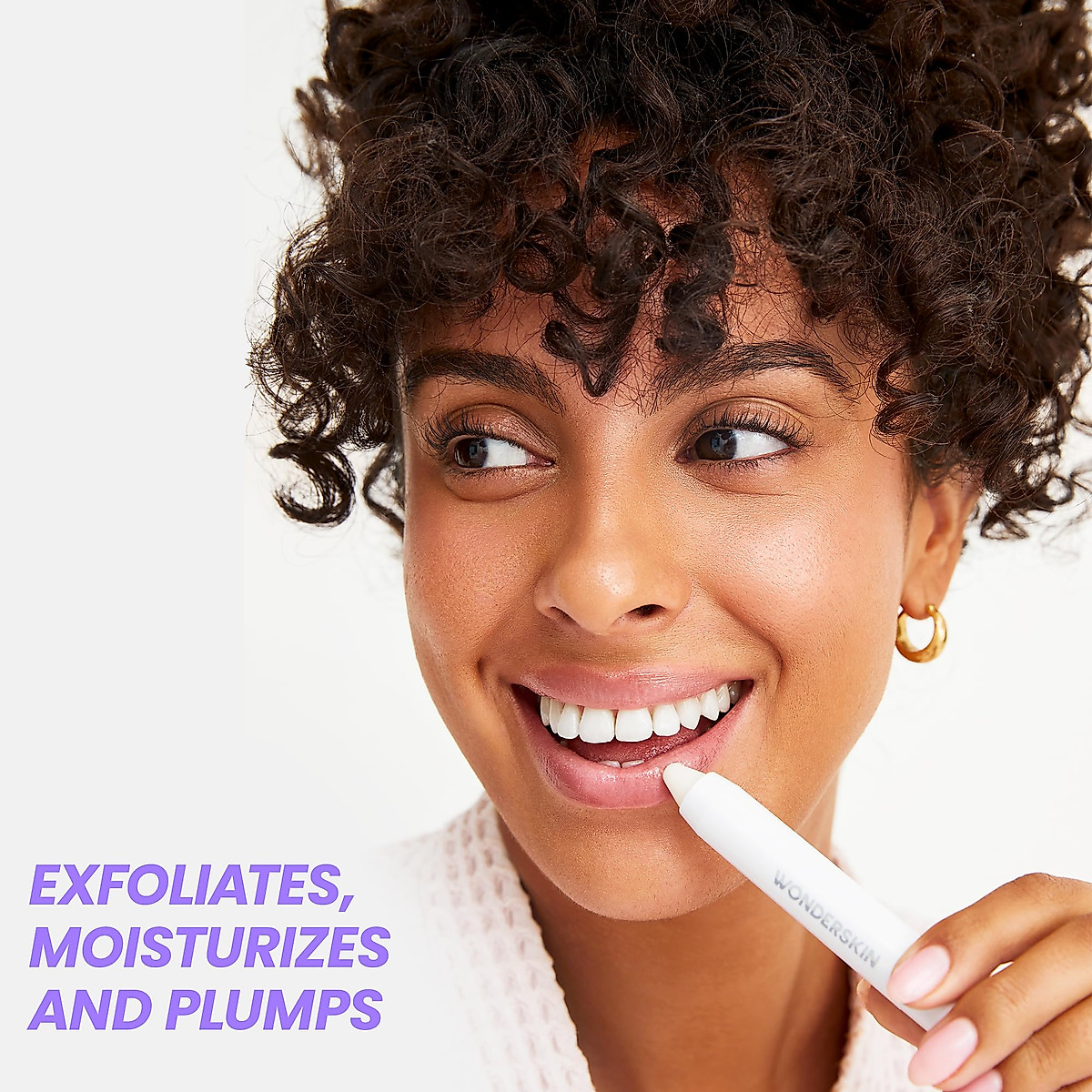 Wonderskin 3-in-1 Lip Scrub Exfoliator & Moisturizer, Lip Exfoliator Scrub, Hydrating Balm for Soft, Nourished, Flake-Free Lips with One-Step Prep, 0.10oz