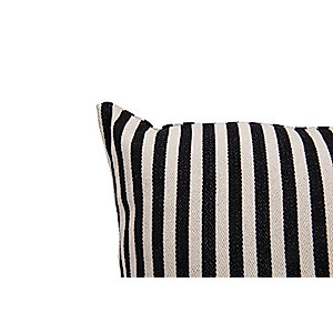 Creative Co-Op Square Cotton Woven Stripes Throw Pillow, Black