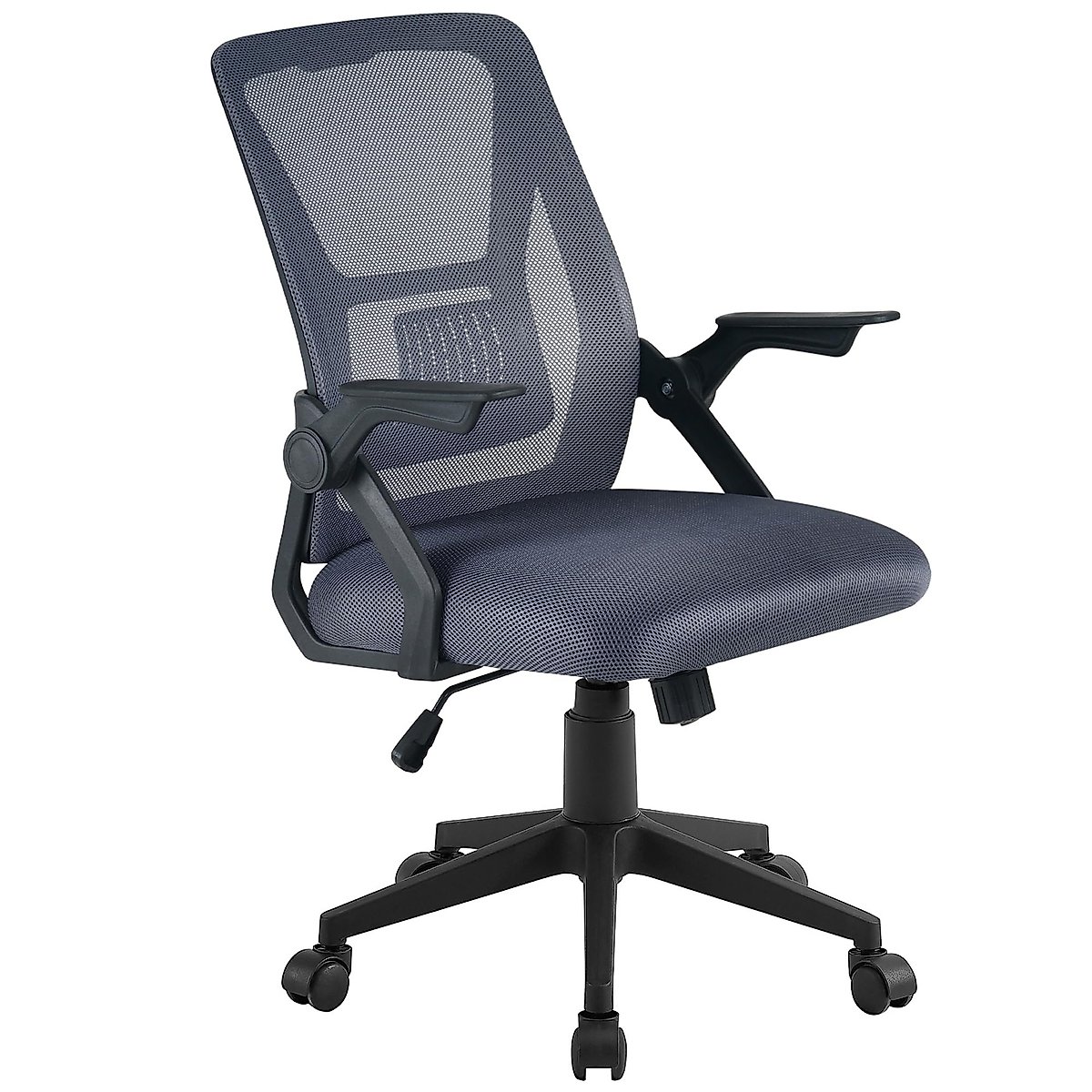 VECELO Mid-Back Swivel Ergonomic Office Chair with Adjustable Arms, Mesh Lumbar Support for Computer Task Work, Gray