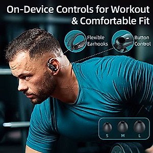 GOLREX Bluetooth Headphones Wireless Earbuds 36Hrs Playtime Wireless Charging Case Digital LED Display Over-Ear Earphones with Earhook Waterproof Headset with Mic for Sport Running Workout Black