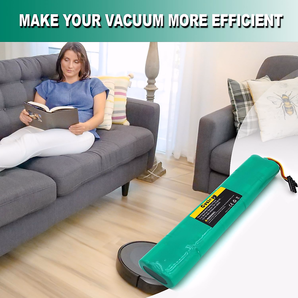 Cuzieey Battery for Neato Botvac D Series: Replacement Battery for Neato Robot Vacuum D80 D85 D75 70e 75 80 85 - Ni-Mh Battery for Neato 945-0129 945-0174 12V 4000mAh (D75)