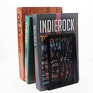 Book Ends, Bookends, Book Ends for Shelves, 3Pair Non Skid Metal Bookend for Heavy Books, Book Divider Decorative Holder, Abstract Art Design Book Stopper Supports for Office, Home