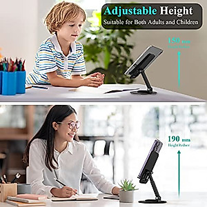 LDSXAY Rotatable Cell Phone Stand Height Adjustable Phone Holder for Desk Portable iPhone Stand, Foldable Cellphone Stand Compatible with All Mobile Phone iPhone 13 14 Pro Max 4-10'' Desk Accessories