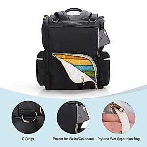 pipi bear Diaper Bag Backpack, Baby Bag for Boys Girls, Multifunctional Nappy Bag with Stroller Hooks, Stylish Mommy Bag