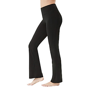 LANBAOSI Bootcut Yoga Pants for Women High Waisted Tummy Control Flare Leggings with Pockets Bootleg Workout Pants Wide Leg Trousers Black