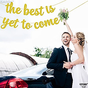 Glitter, The Best Is Yet To Come Banner - 10 Feet, No DIY | Congratulations Banner for Congratulations Decorations | Farewell Decorations Party | The Best Is Yet To Come Sign for Wedding Decorations