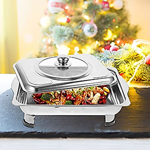 Healeved Snack Tray Chafing Dish Stainless Steel Buffet Chafer Tray Rectangular Buffet Stove Chaffing Servers Food Warmers for Parties Buffets Catering Chafing Dish Buffet Set
