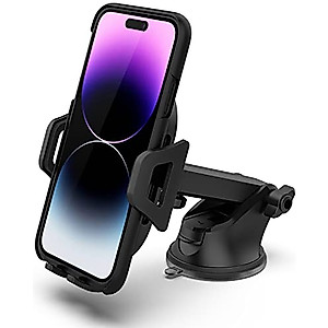 Arteck Car Mount, Universal Mobile Phone Car Mount Holder 360° Rotation for Auto Windshield and Dash, for Cell Phones Apple iPhone 14, 14 Pro, 13, 13 Pro, 13 Mini, 12, 11, SE, Android Cellphone, GPS