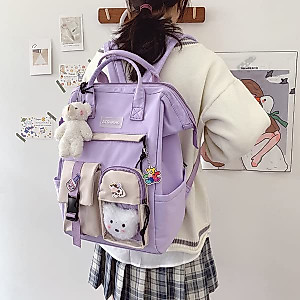 NEWSTYP Kawaii Backpack with Pins Kawaii School Backpack Cute Aesthetic Backpack Cute Kawaii Backpack for Girls