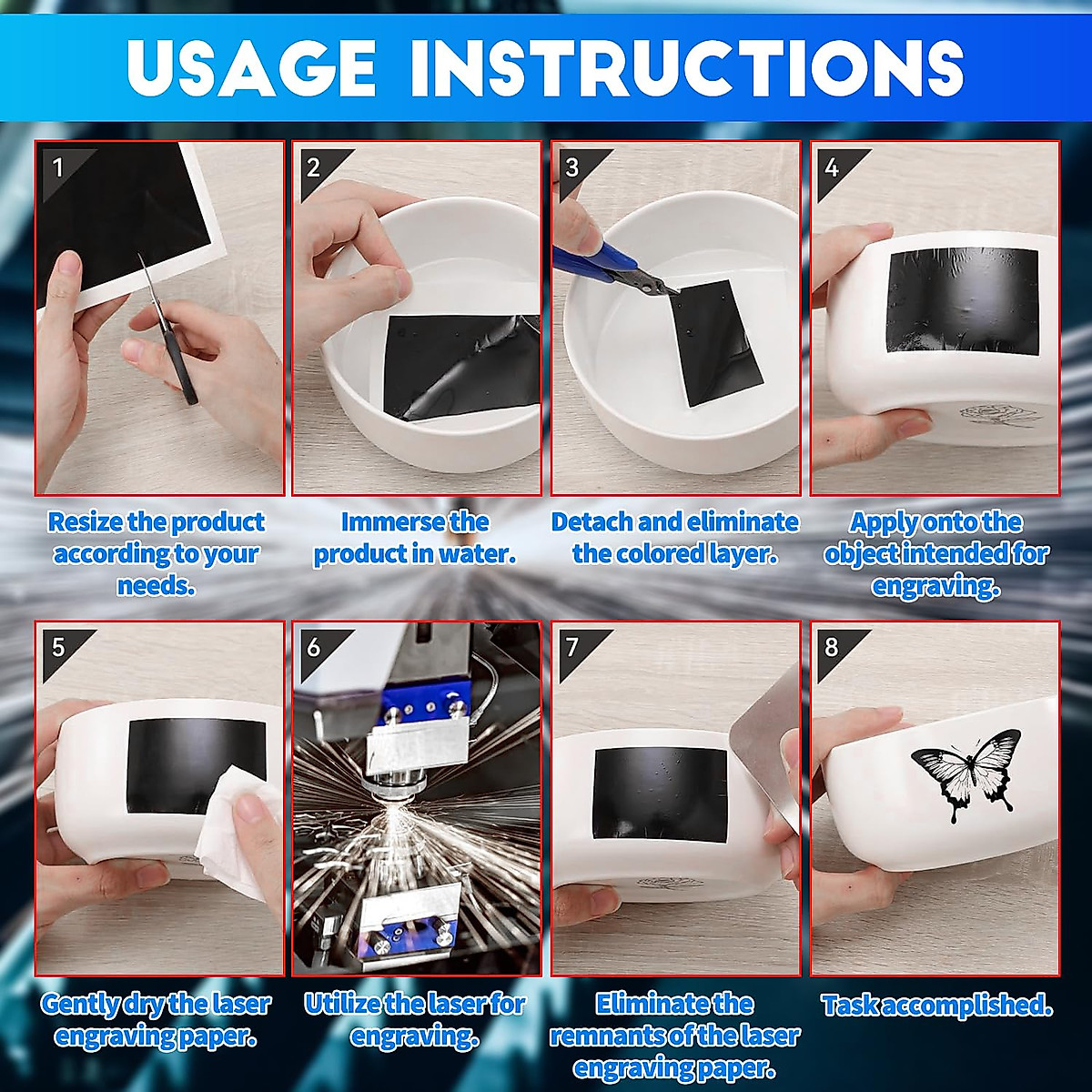 4PCS Laser Engraving Marking Paper Black Marking Paper with Scraper 15.75 * 11in Laser Engraving Paper for Fiber Laser Marking and Engraving for Ceramics Glass Crystal Stone Tiles(Black) (Black)