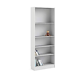 Tvilum Element Wide 5 Shelf Bookcase, Tall, White