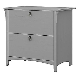 Bush Furniture Salinas L Shaped Desk and Hutch, Cape Cod Gray & Salinas Lateral File Cabinet in Cape Cod Gray