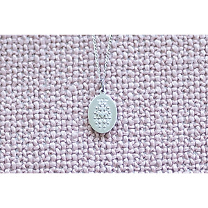 Heartland Store Women's Oval Blue Enamel Miraculous Medal with 18" Sterling Silver Chain