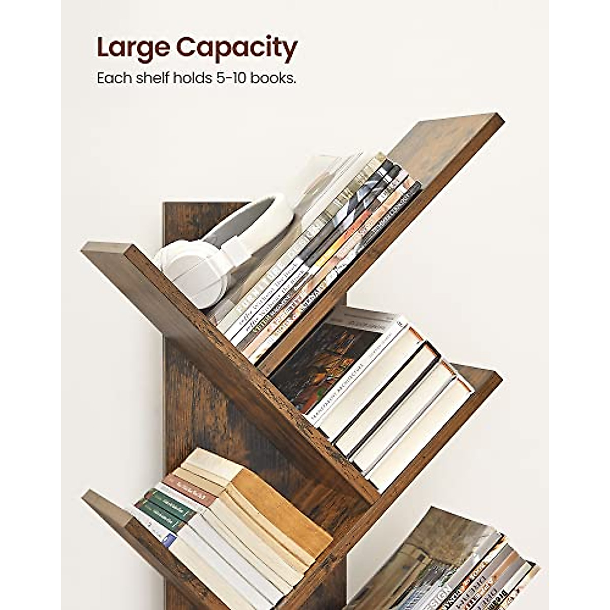 VASAGLE , 8-Tier Floor Standing Tree Bookshelf, with Shelves for Living Room, Home Office, Rustic Brown ULBC11BX