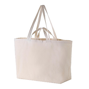 Firecolor Chic 27" X 16" X 8" Large Sturdy Canvas Tote Bag - Grocery Shopping Beach Reusable Totes Bags (Beige)