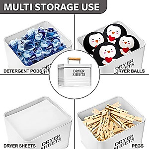 Calindiana Modern Farmhouse Metal Laundry Dryer Sheets Holder Fabric Softener Dispenser with Lid for Laundry Room Decor and Accessories and Space Saving Laundry Room Organization and Storage, White