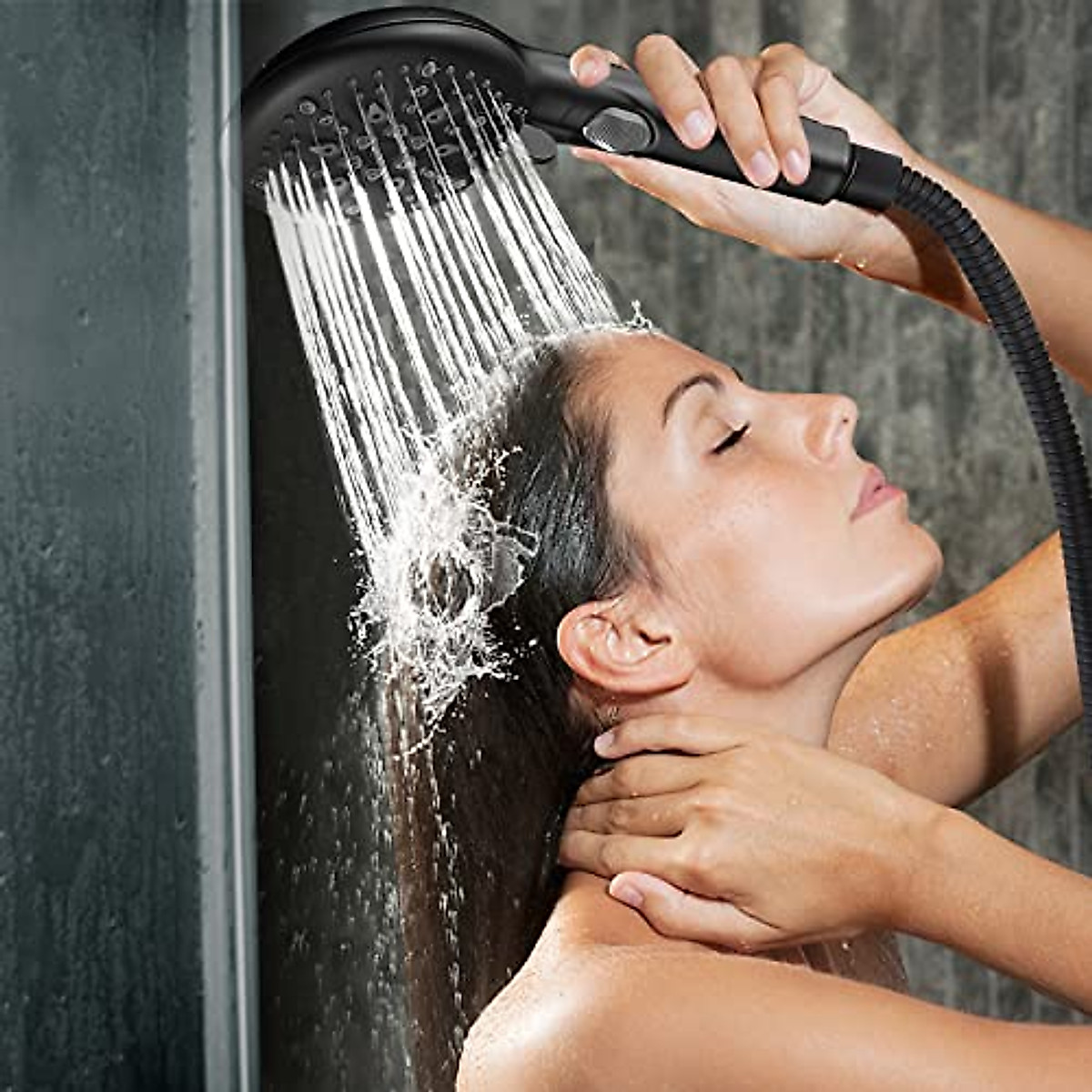 Cobbe High Pressure 9 Functions Shower Head with handheld, Built-in Power Spray to Clean Corner, Tub and Pets, Stainless Steel Hose Adjustable Bracket(Matte Black)