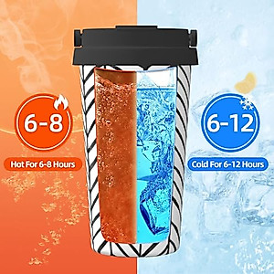 WANGXUEE black and white boho Print 500ml Stainless Steel Travel Tumbler Double Wall Vacuum Insulated Coffee Mug