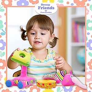 June Garden 11" Soft Stacking Rings Toy - Educational Stuffed Plush Elephant Sensory Development Rattles - Montessori Activity Sensory Learning Toy - 6 Months and Up