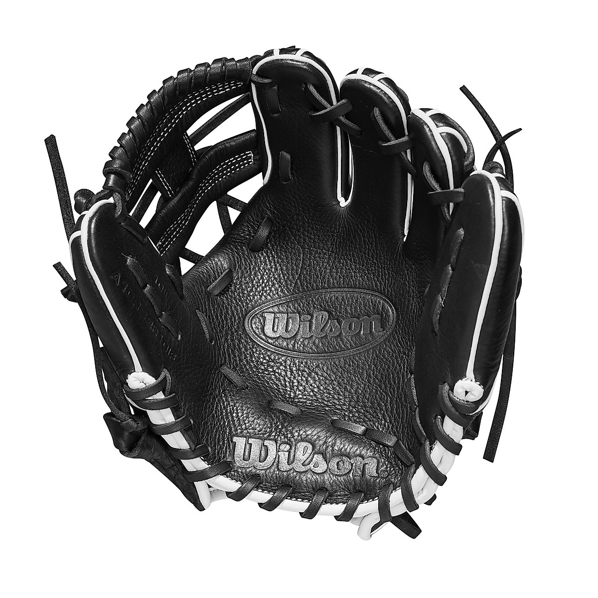 Wilson 27.5” Infield Pancake Training Baseball Glove - Right Hand Throw, Black/Red