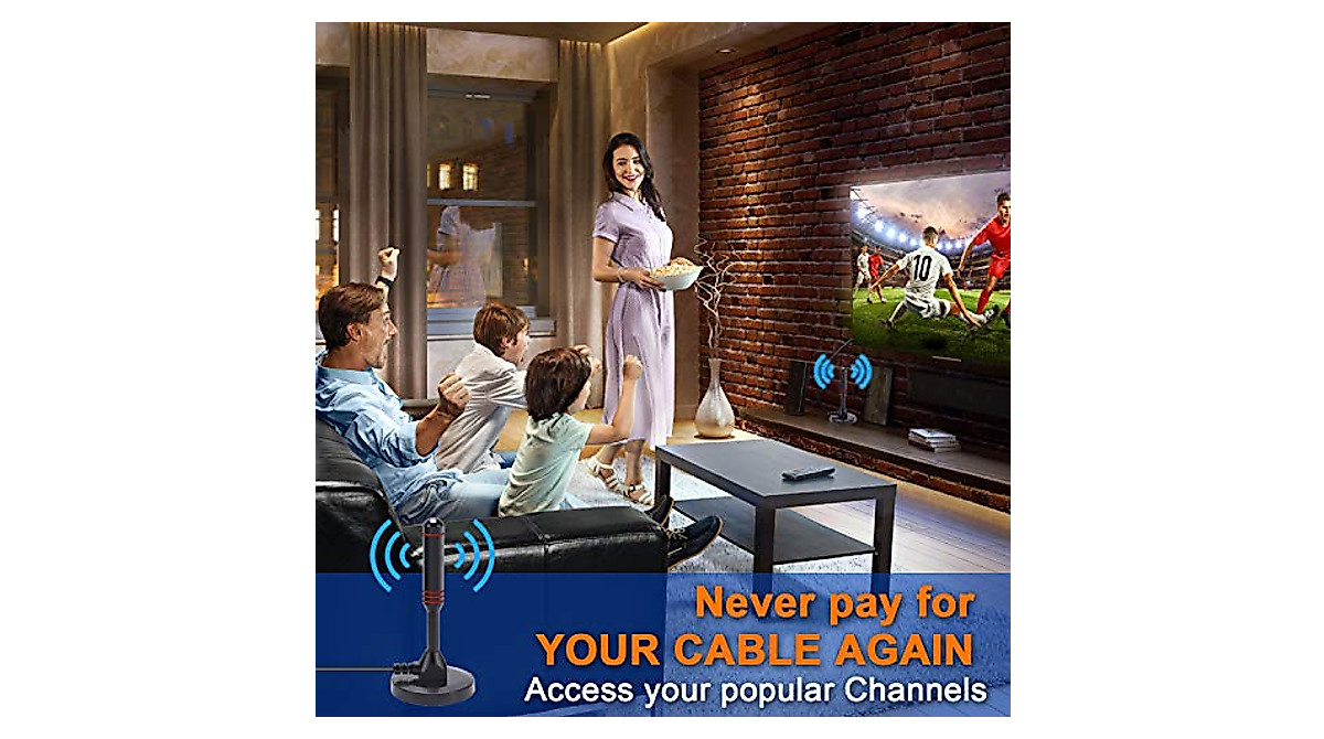AOHE Indoor HDTV Antenna - Free 4K & HD Channels Up to 120 Miles